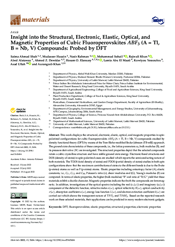 (PDF) Insight into the Structural, Electronic, Elastic, Optical, and ...