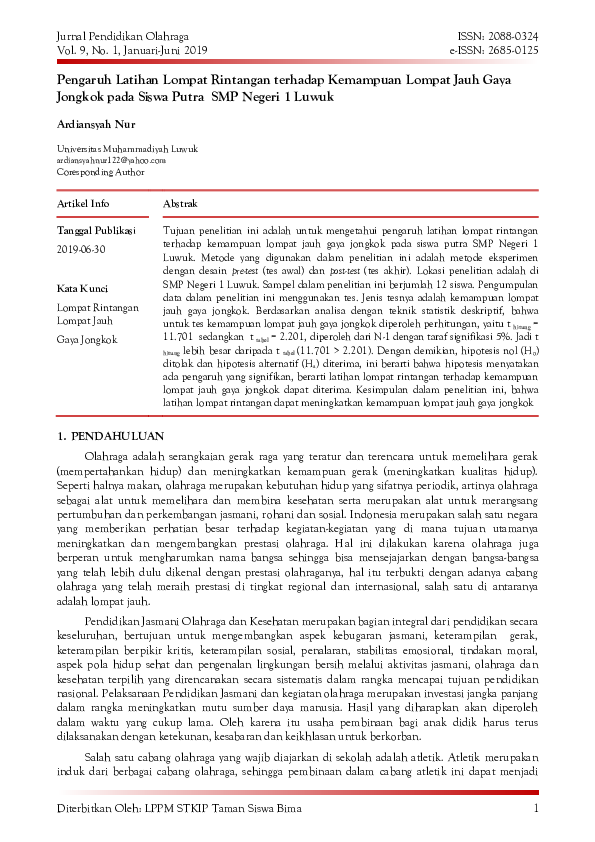 (PDF) Pengaruh Latihan Lompat Rintangan terhadap Kemampuan Lompat Jauh ...