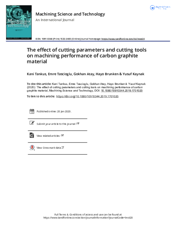 Pdf The Effect Of Cutting Parameters And Cutting Tools On Machining