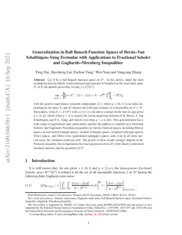(PDF) Generalization in Ball Banach Function Spaces of Brezis--Van Schaftingen--Yung Formulae ...
