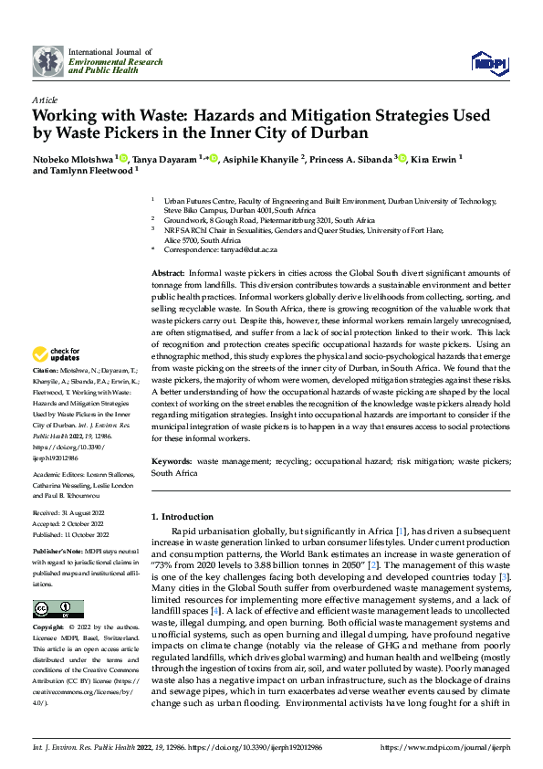 (PDF) Working with Waste: Hazards and Mitigation Strategies Used by ...