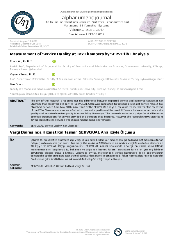 (PDF) Measurement of Service Quality At Tax Chambers by SERVQUAL Analysis