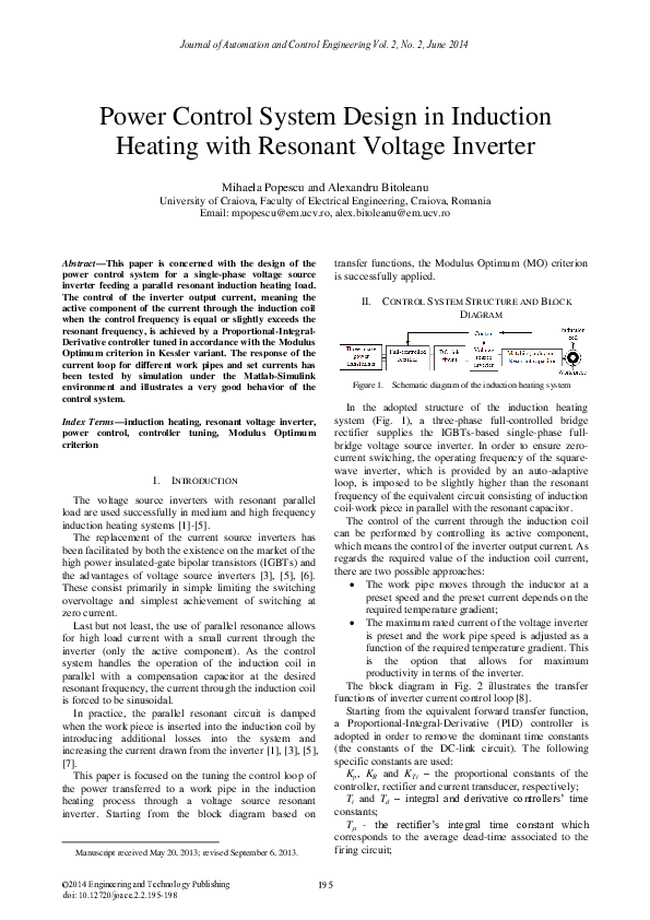 (PDF) Power Control System Design in Induction Heating with Resonant ...