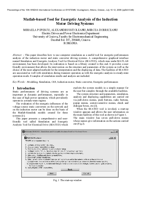 (PDF) Matlab-based tool for energetic analysis of the induction motor driving systems