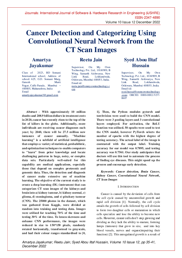 Pdf Cancer Detection And Categorizing Using Convolutional Neural