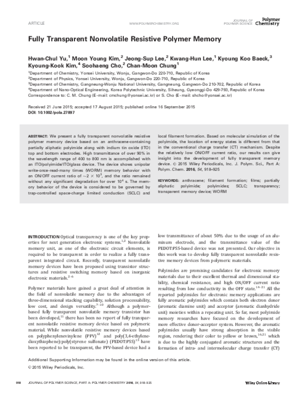 (PDF) Fully transparent nonvolatile resistive polymer memory