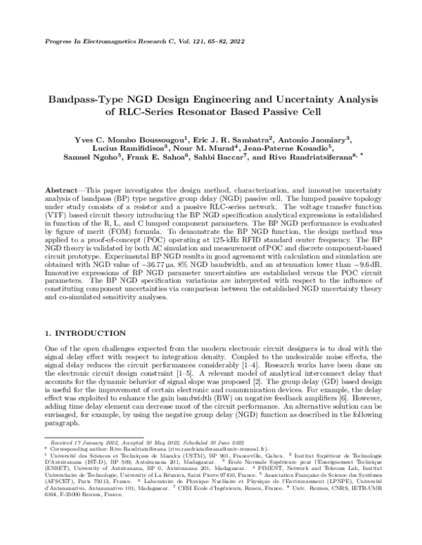 (PDF) Bandpass-Type NGD Design Engineering and Uncertainty Analysis of RLC-Series Resonator ...