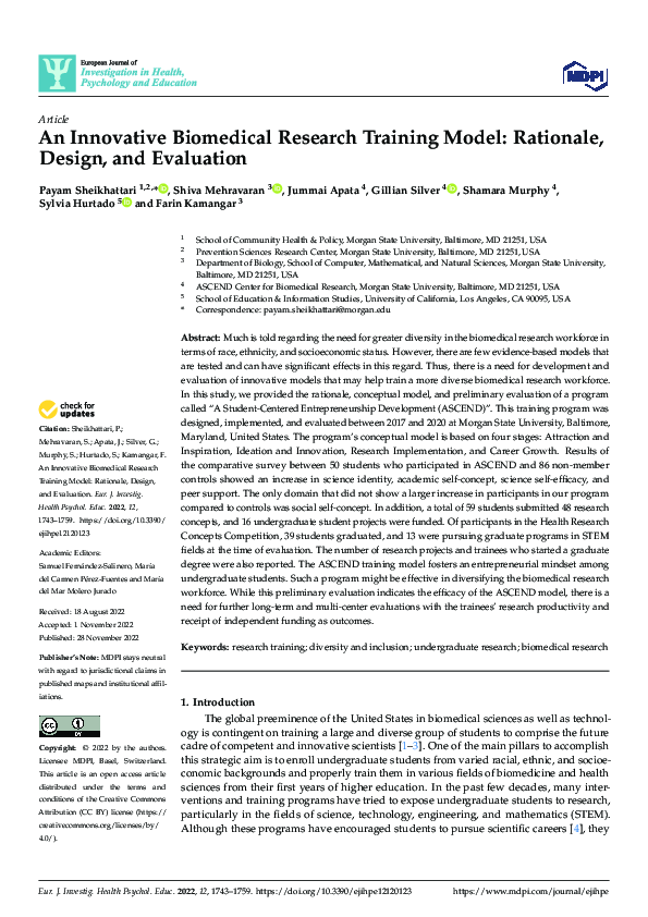 (PDF) An Innovative Biomedical Research Training Model: Rationale, Design, and Evaluation
