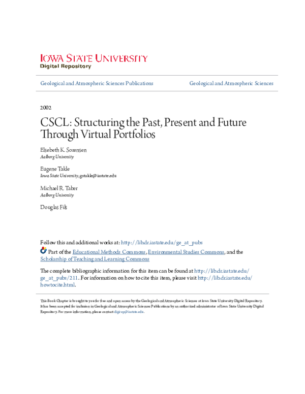 (PDF) CSCL: structuring the past, present and future through virtual portfolios