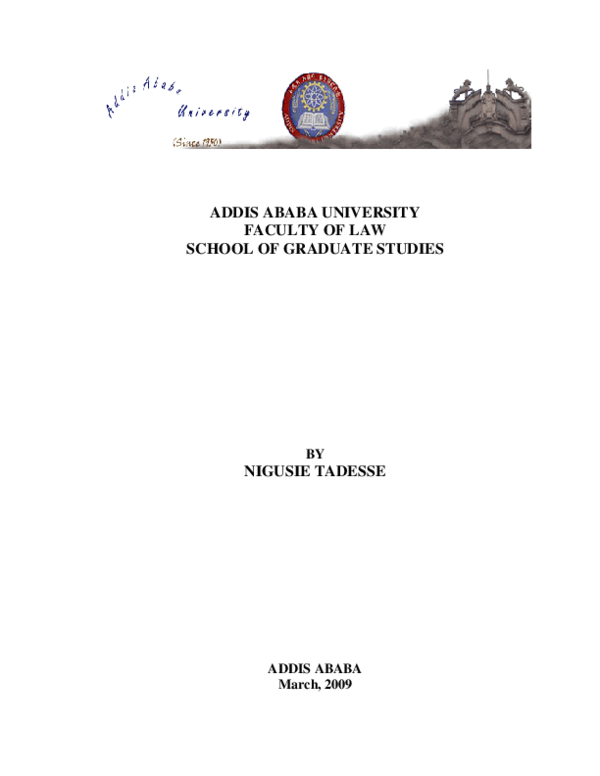 (PDF) Addis Ababa University Faculty of Law School of Graduate Studies