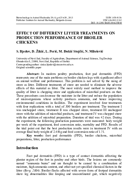 (PDF) Effect of different litter treatments on production performance ...