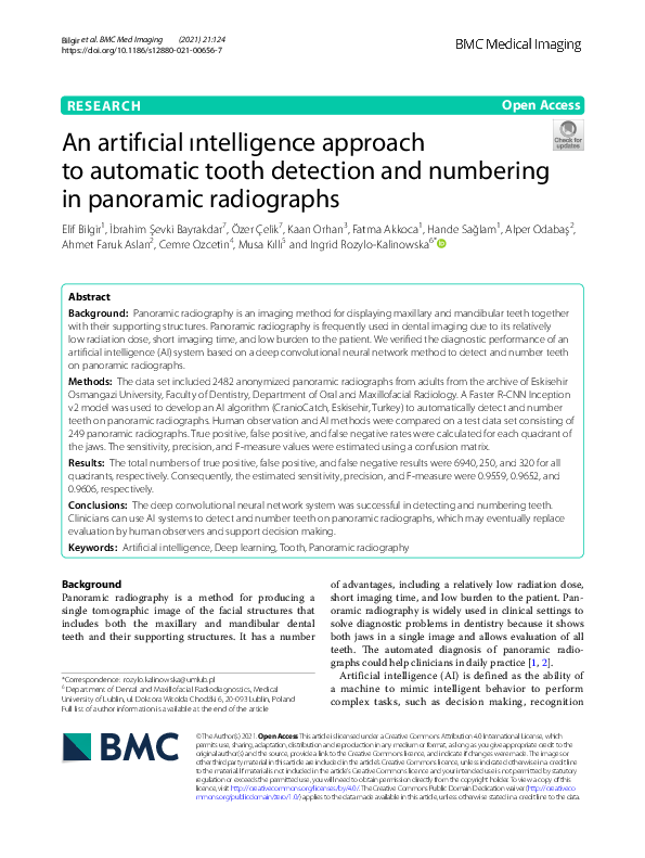 Pdf An Artifıcial ıntelligence Approach To Automatic Tooth Detection