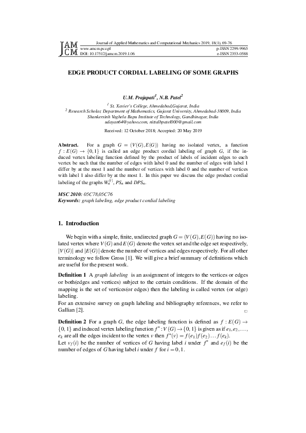 (PDF) Edge product cordial labeling of some graphs