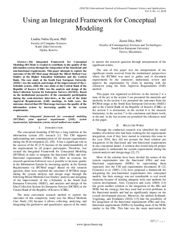 (PDF) Using an Integrated Framework for Conceptual Modeling