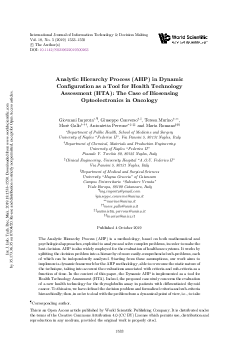 (PDF) Analytic Hierarchy Process (AHP) in Dynamic Configuration as a Tool for Health Technology ...