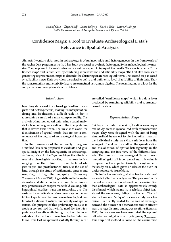 (PDF) Confidence Maps: a Tool to Evaluate Archaeological Data’s ...
