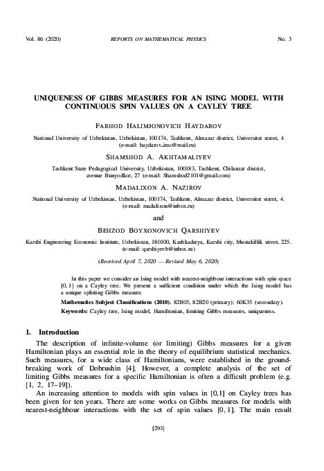 Pdf Non Uniqueness Of P Adic Gibbs Distribution For The Ising Model On The Lattice Zd Zohid