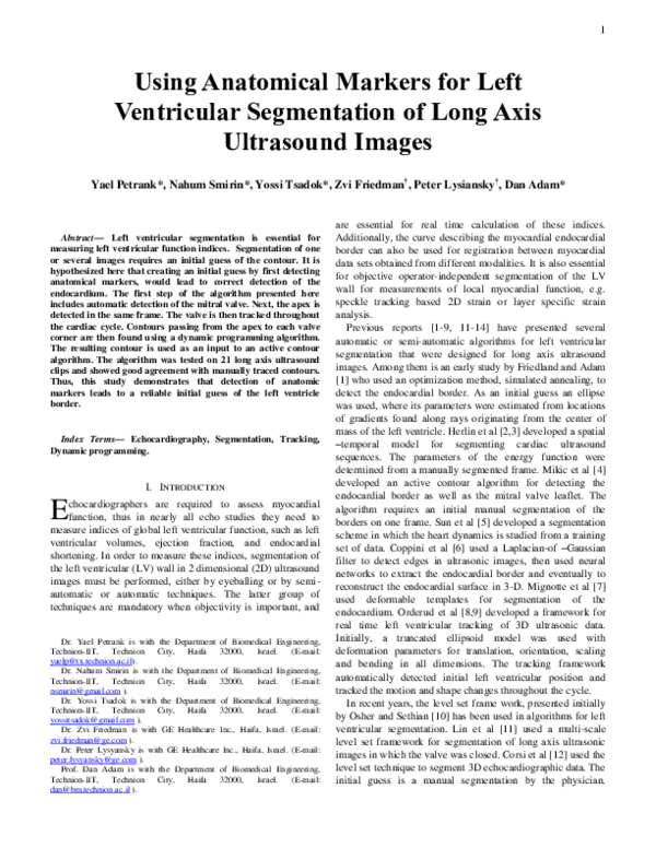 (PDF) Using Anatomical Markers for Left Ventricular Segmentation of Long Axis Ultrasound Images