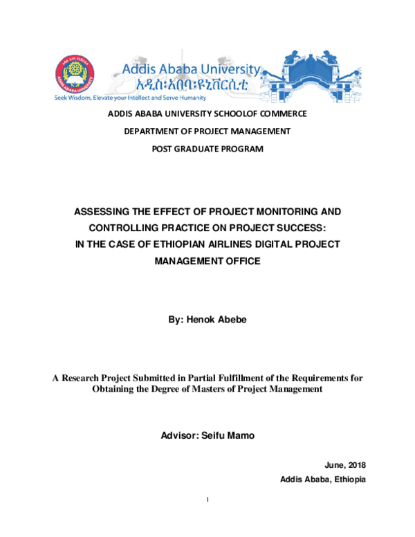 (PDF) Assessing The Effect Of Project Monitoring And Controlling Practice On Project Success: In ...