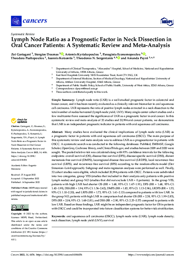(PDF) Lymph Node Ratio as a Prognostic Factor in Neck Dissection in ...