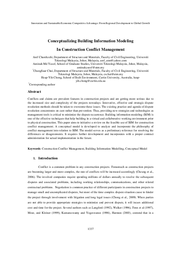 (PDF) Conceptualizing building information modeling: In construction ...