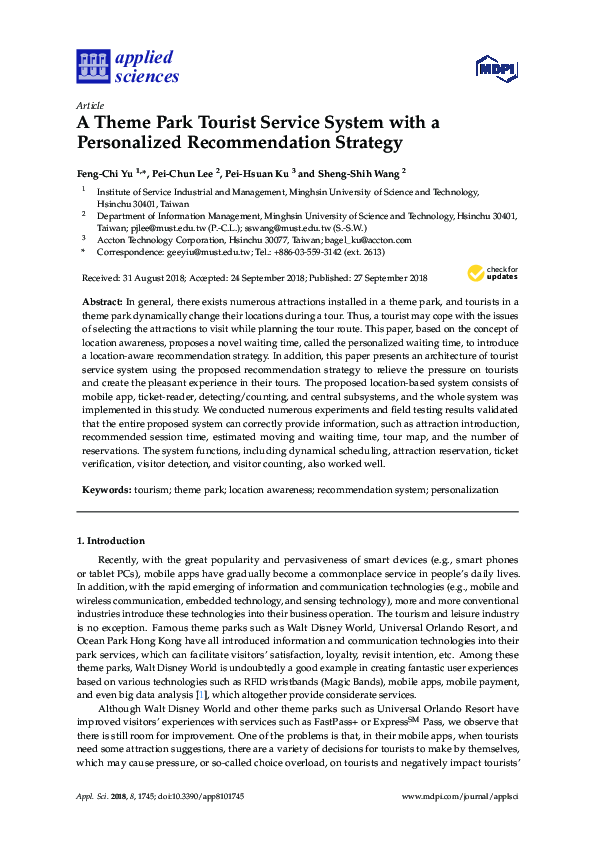 (PDF) A Theme Park Tourist Service System with a Personalized ...