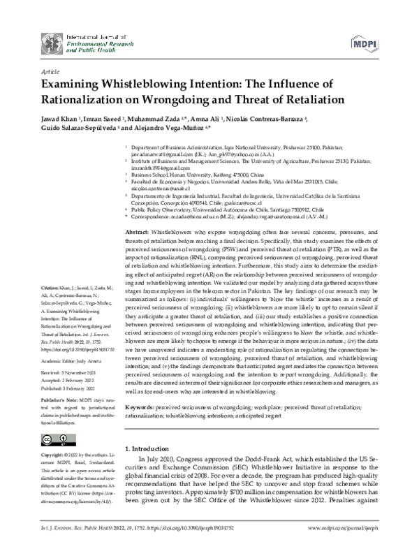(PDF) Examining Whistleblowing Intention: The Influence of ...