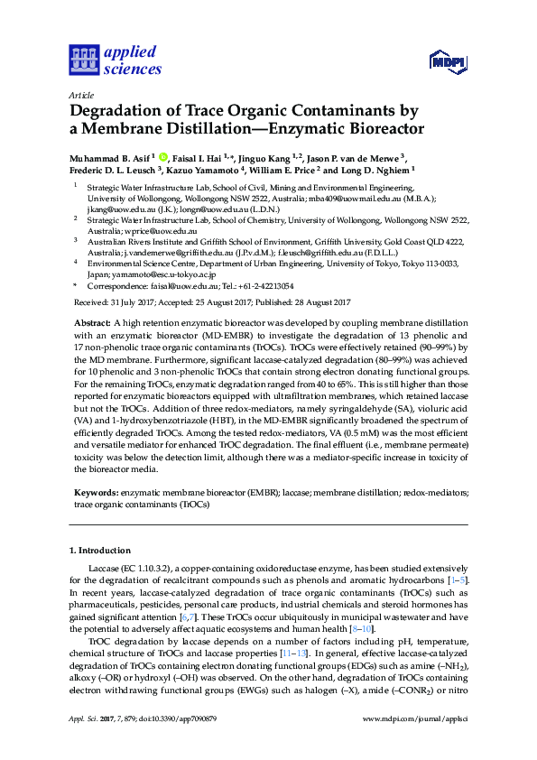 (PDF) Degradation of Trace Organic Contaminants by a Membrane ...