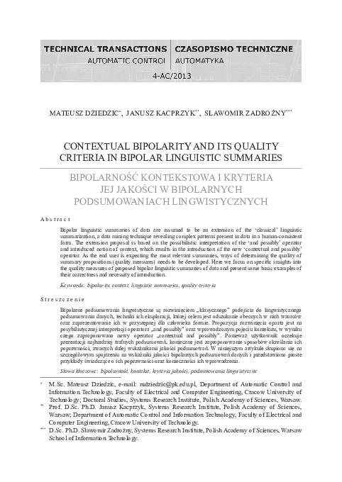 (PDF) Contextual bipolarity and its quality criteria in bipolar linguistic summaries