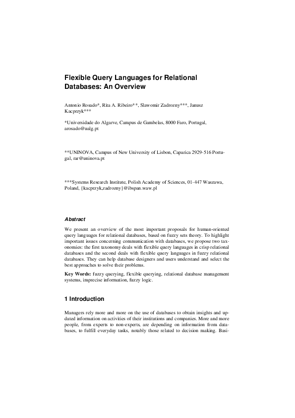(PDF) Flexible Query Languages for Relational Databases: An Overview