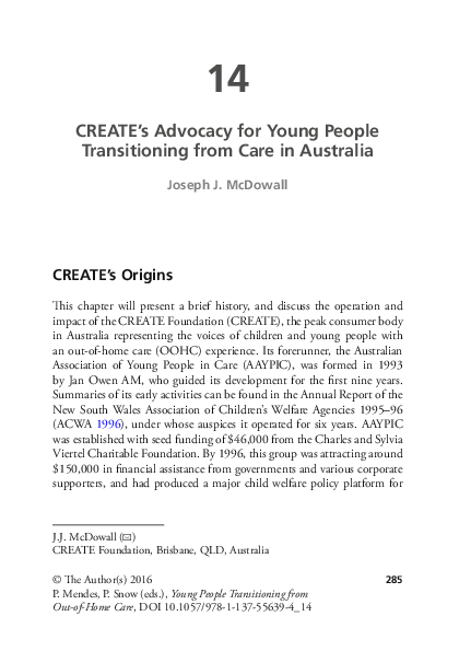 (PDF) CREATE’s Advocacy for Young People Transitioning from Care in ...