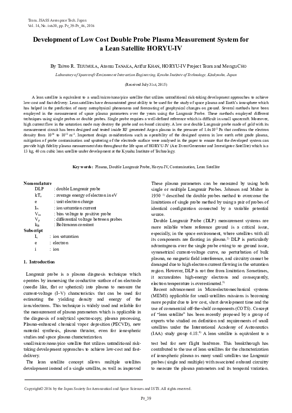 (PDF) Development of Low Cost Double Probe Plasma Measurement System ...