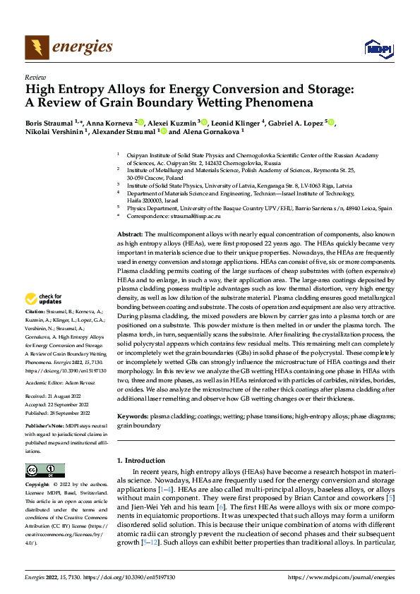 (PDF) High Entropy Alloys for Energy Conversion and Storage: A Review of Grain Boundary Wetting ...