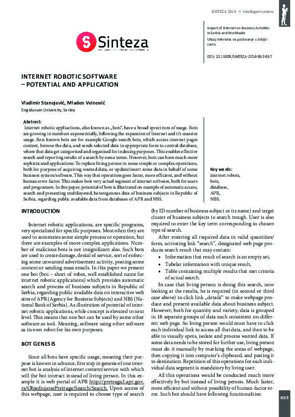 (PDF) Internet Robotic Software -potential and applications