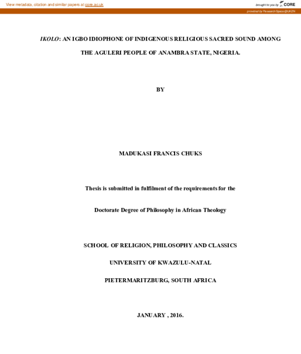 (PDF) Ikolo : an Igbo idiophone of indigenous religious sacred sound ...