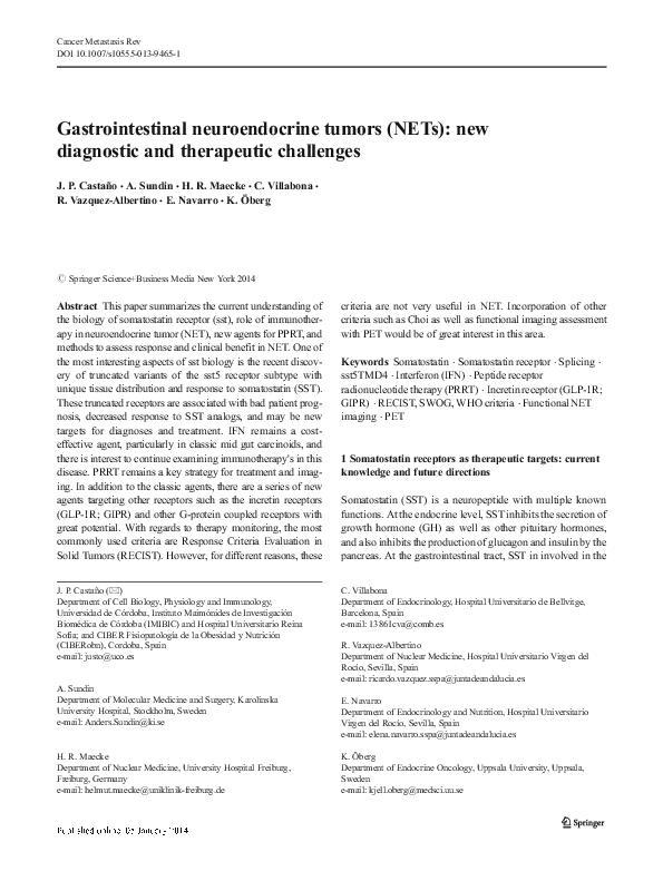 (PDF) Gastrointestinal neuroendocrine tumors (NETs): new diagnostic and ...