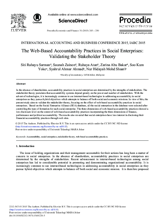 (PDF) The Web-Based Accountability Practices in Social Enterprises ...