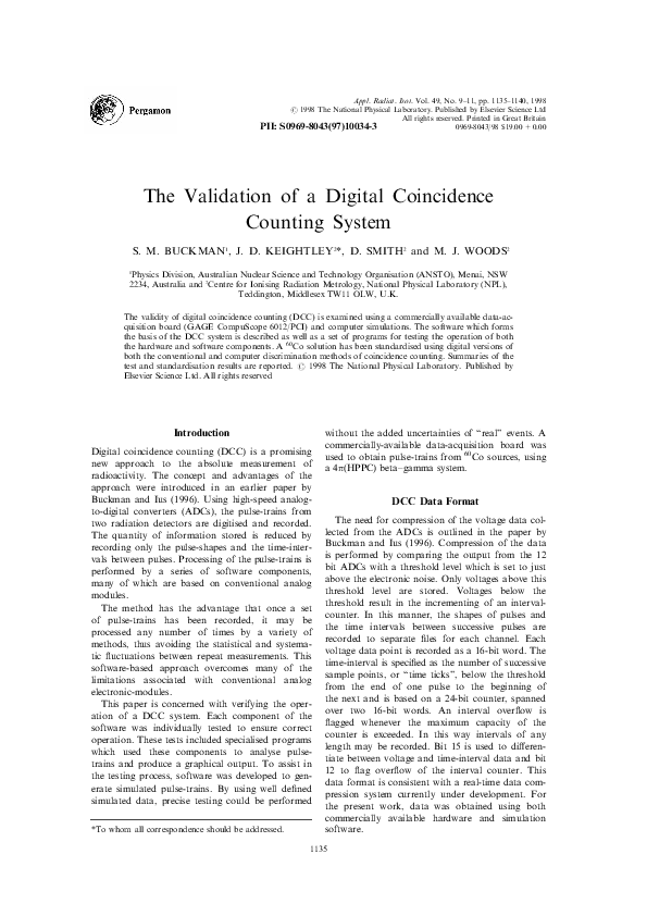 (PDF) The validation of a digital coincidence counting system