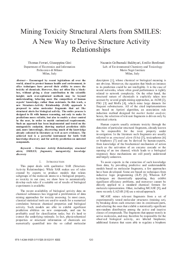 (PDF) Mining toxicity structural alerts from SMILES: A new way to ...