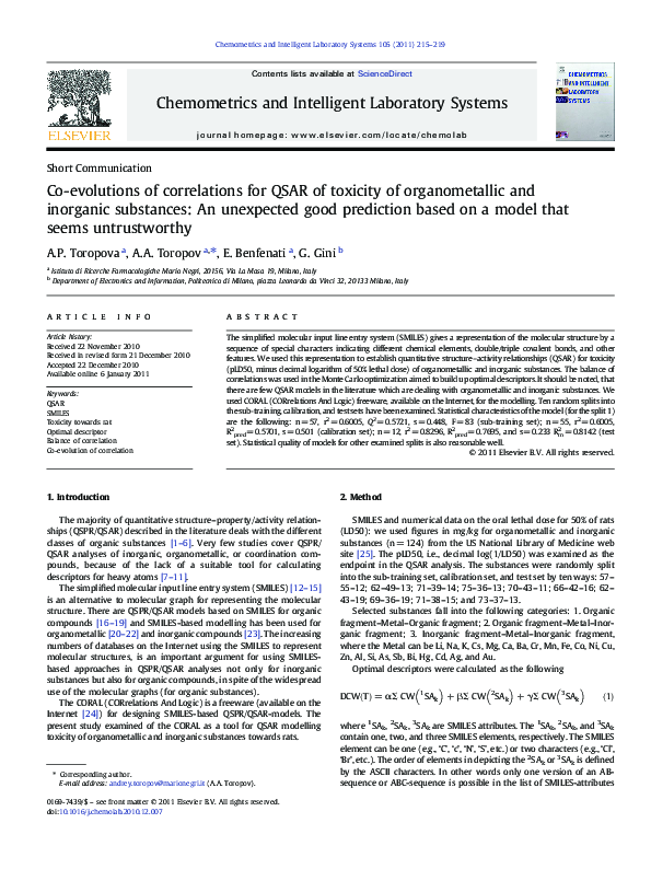 (PDF) Co-evolutions of correlations for QSAR of toxicity of ...