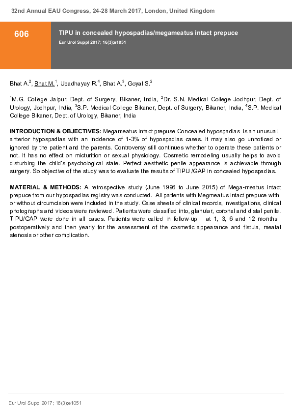 (PDF) TIPU in concealed hypospadias/megameatus intact prepuce