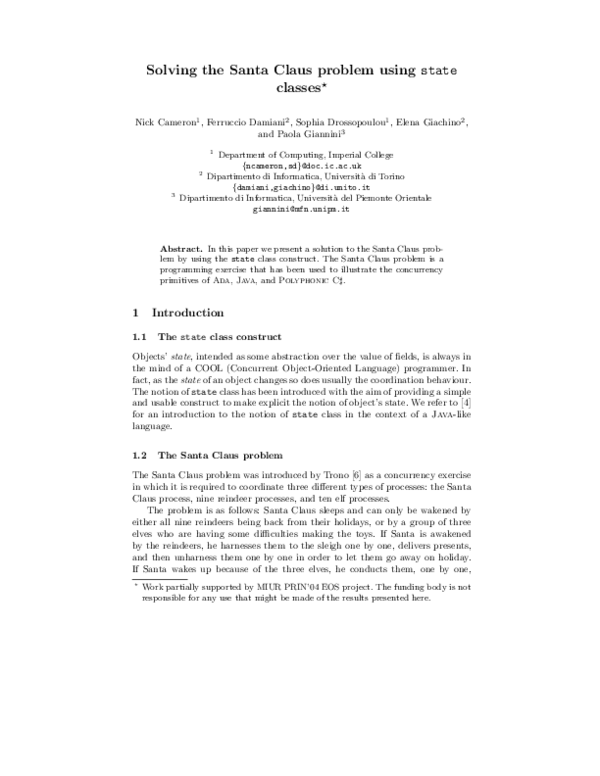 (PDF) State Classes for the Santa Claus Problem