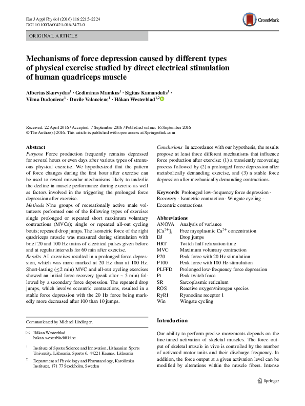 (PDF) Mechanisms of force depression caused by different types of ...