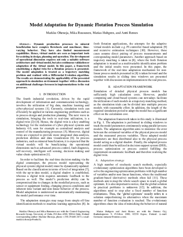 Pdf Model Adaptation For Dynamic Flotation Process Simulation