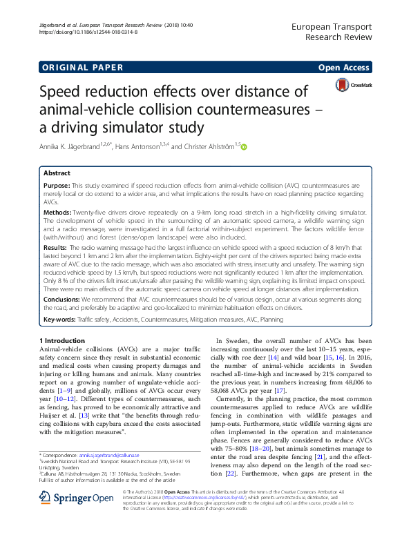 (PDF) Speed reduction effects over distance of animal-vehicle collision ...