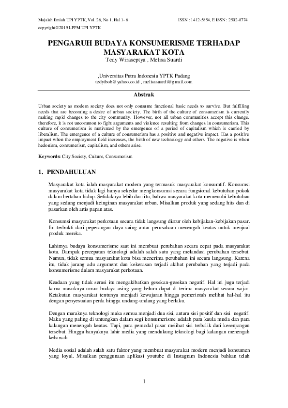 (PDF) Pengaruh Budaya Konsumerisme Terhadap Masyarakat Kota