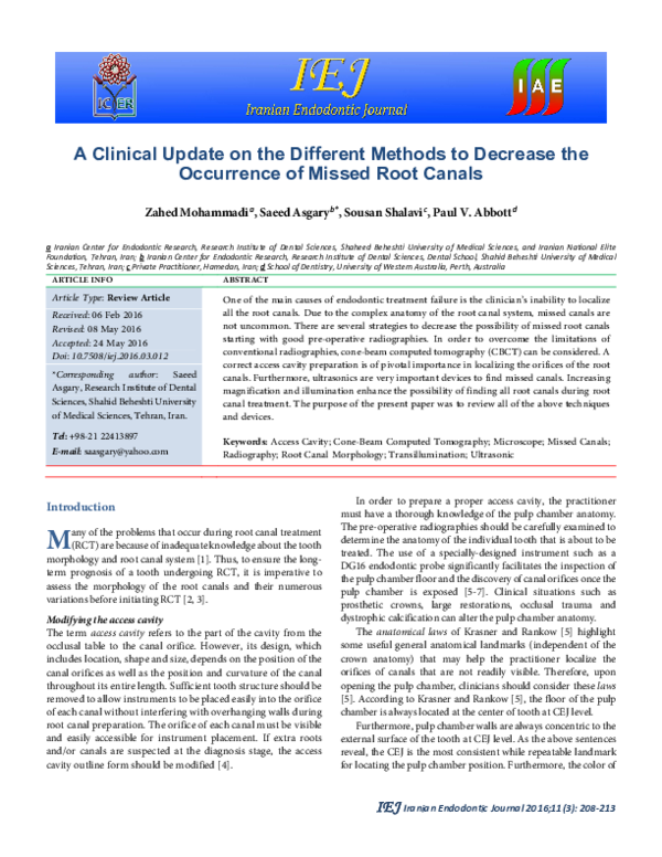 (PDF) A Clinical Update on the Different Methods to Decrease the ...