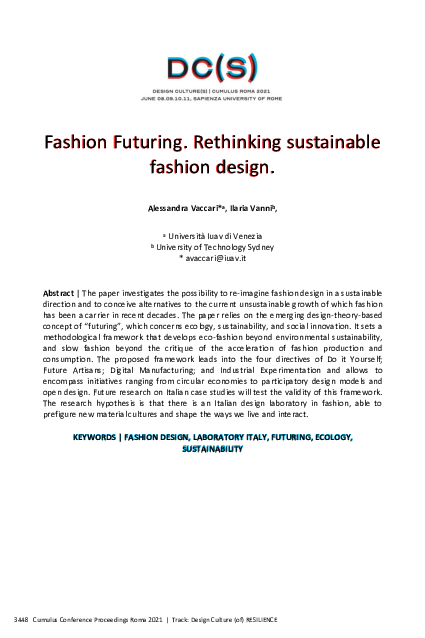 (PDF) Fashion Futuring. Rethinking sustainable fashion design