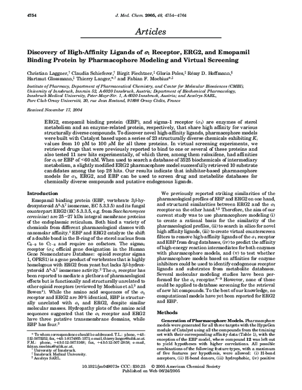 (PDF) Discovery of High-Affinity Ligands of σ1 Receptor, ERG2, and ...