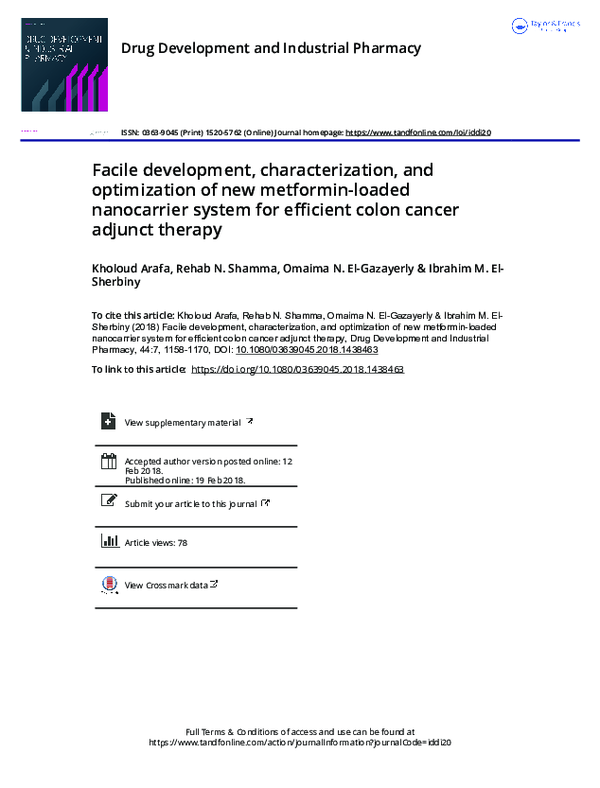 Pdf Facile Development Characterization And Optimization Of New Metformin Loaded Nanocarrier